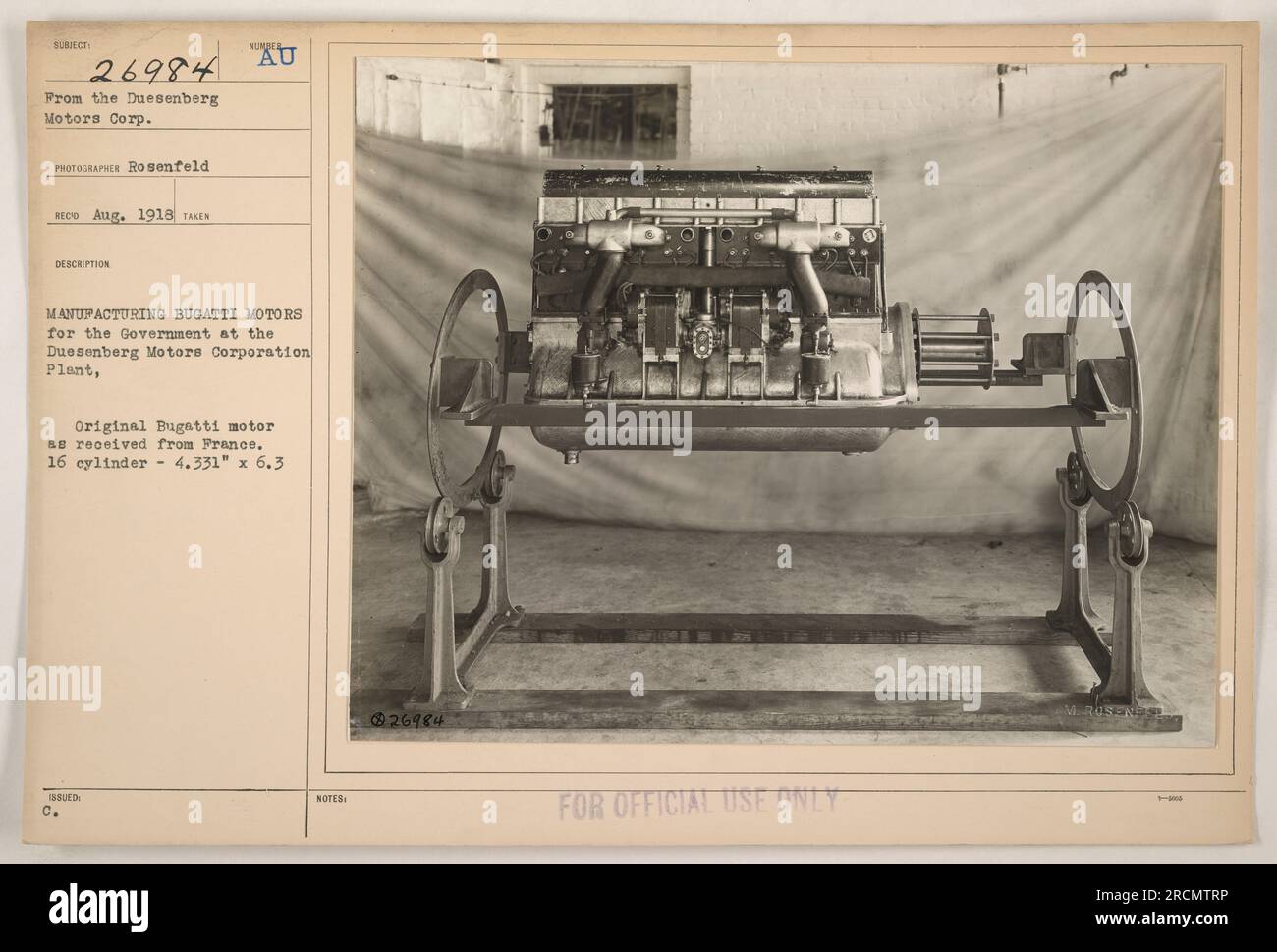 Manufacturing of Bugatti Motors at the Duesenberg Motors Corporation ...