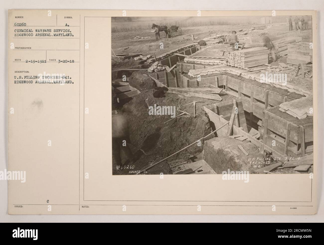 U.S. soldiers at Edgewood Arsenal, Maryland fill trenches during World ...