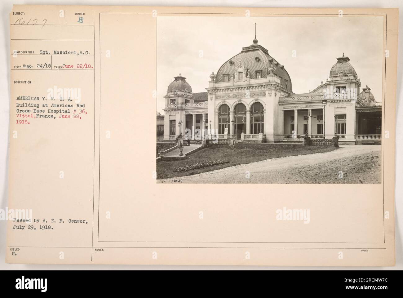 Caption: American Y.M.C.A. building at the American Red Cross Base ...