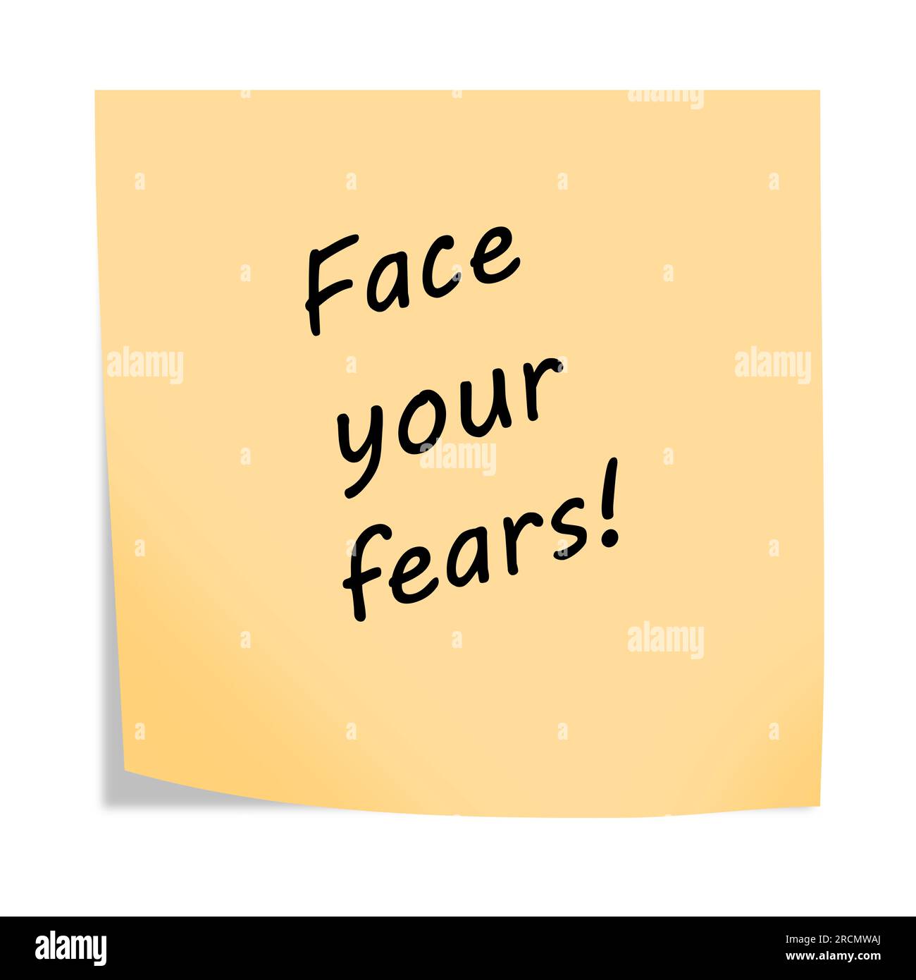 Face your fears 3d illustration post note reminder with clipping path ...