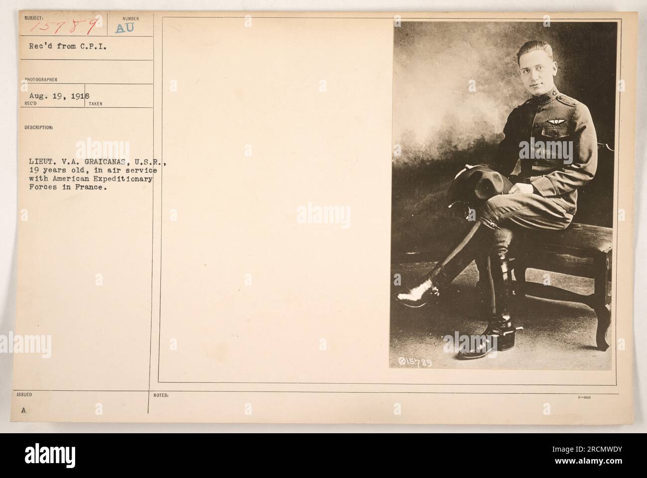 Lieutenant V.A. Graicanas, a 19-year-old U.S.R. serviceman in France ...