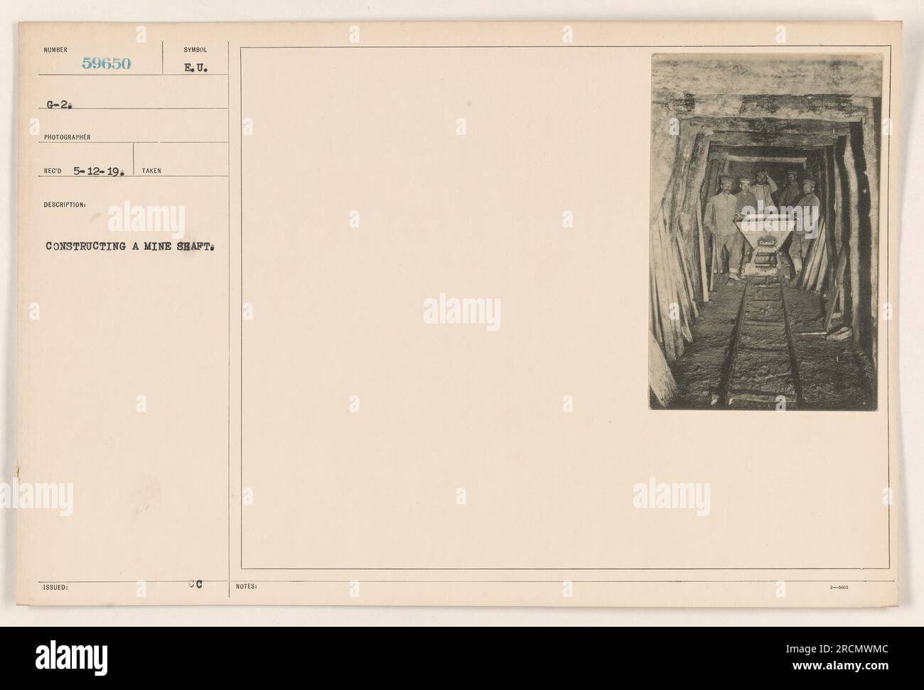 American military personnel constructing a mine shaft during World War ...
