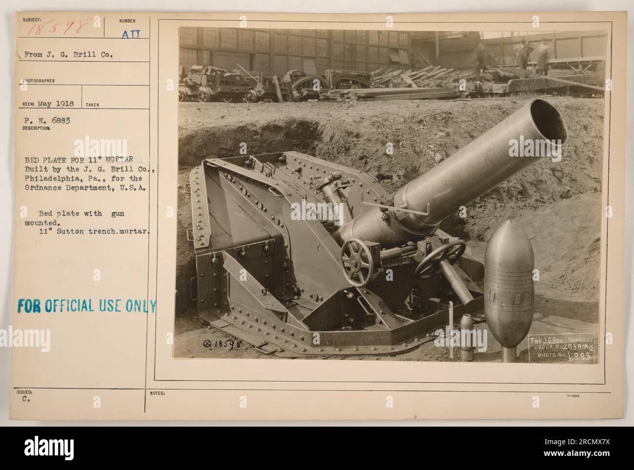 "Image featuring a 11" mortar bed plate, manufactured by J.G. Brill Co ...