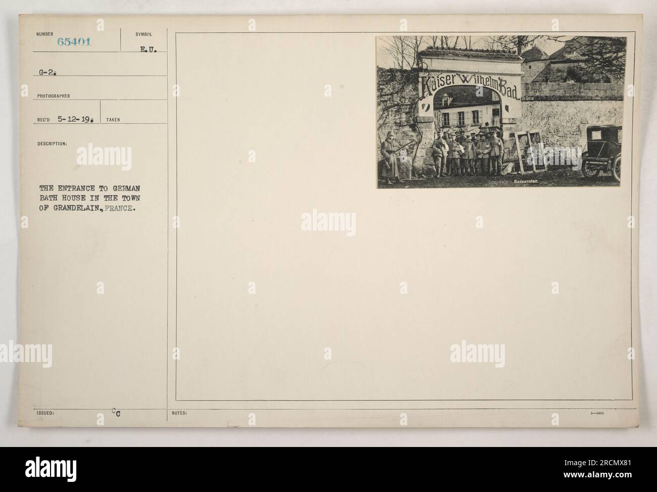 The entrance to a German bath house in the town of Grandelain, France ...