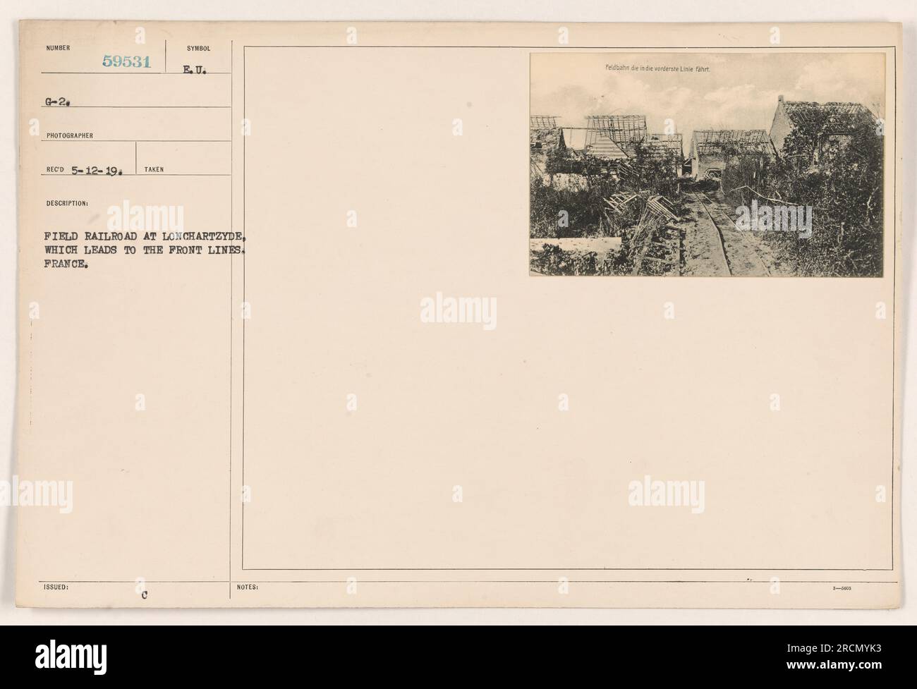 A field railroad at Lonchartzyde, France, which serves as a ...