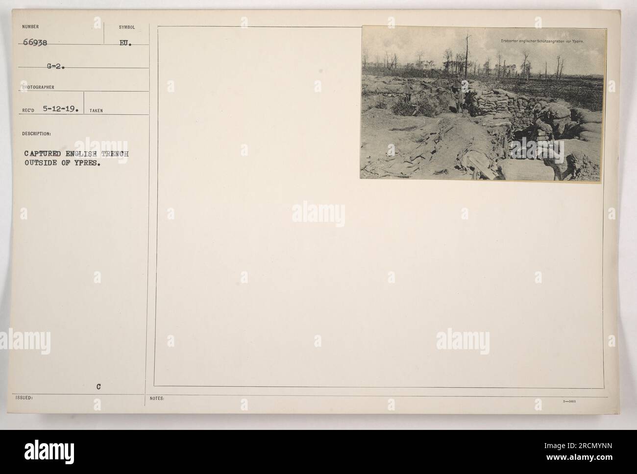 Caption: "Captured English Trench outside of Ypres. Photograph number ...