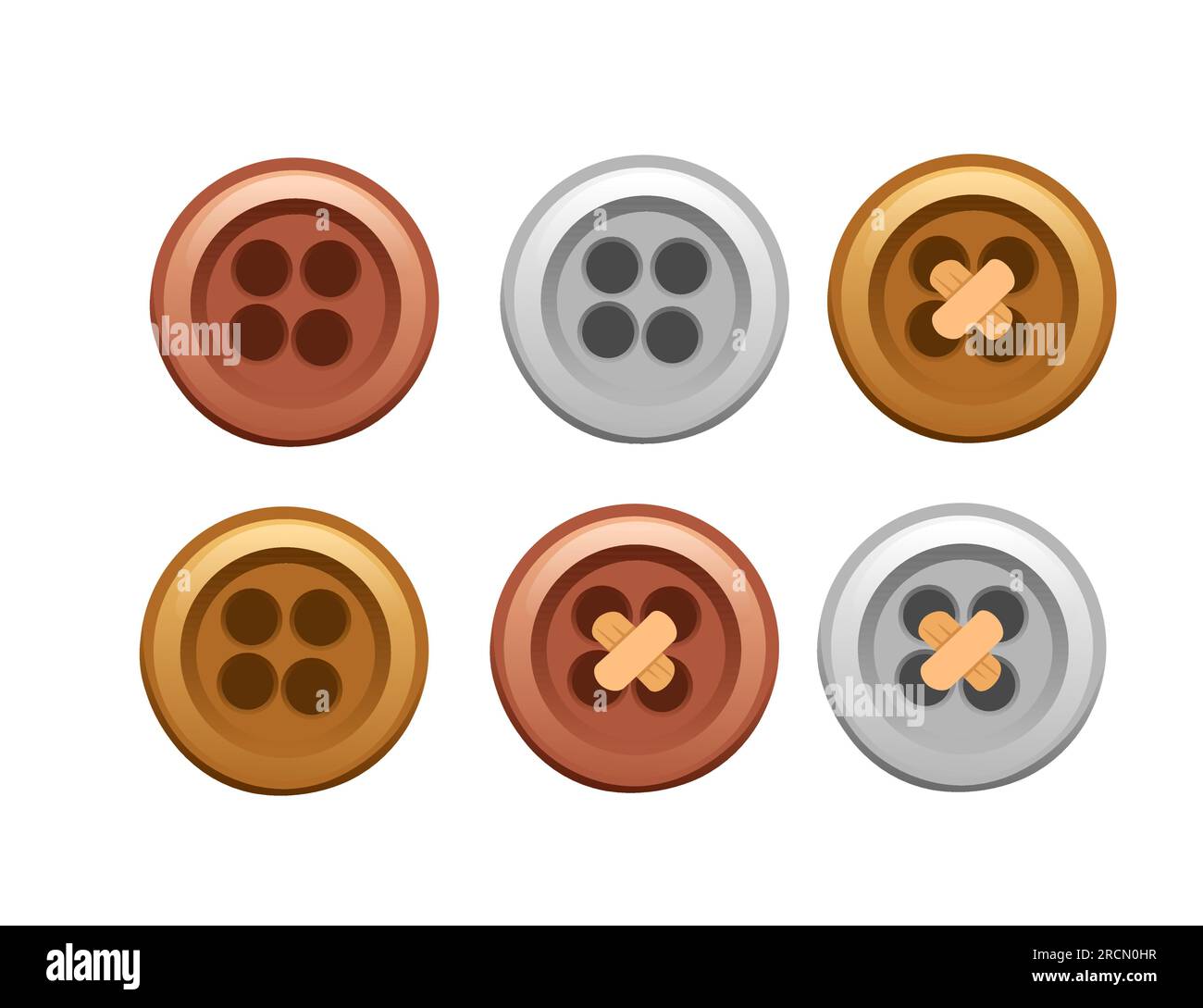 Set of sewing buttons for clothing or accessory needlework elements ...