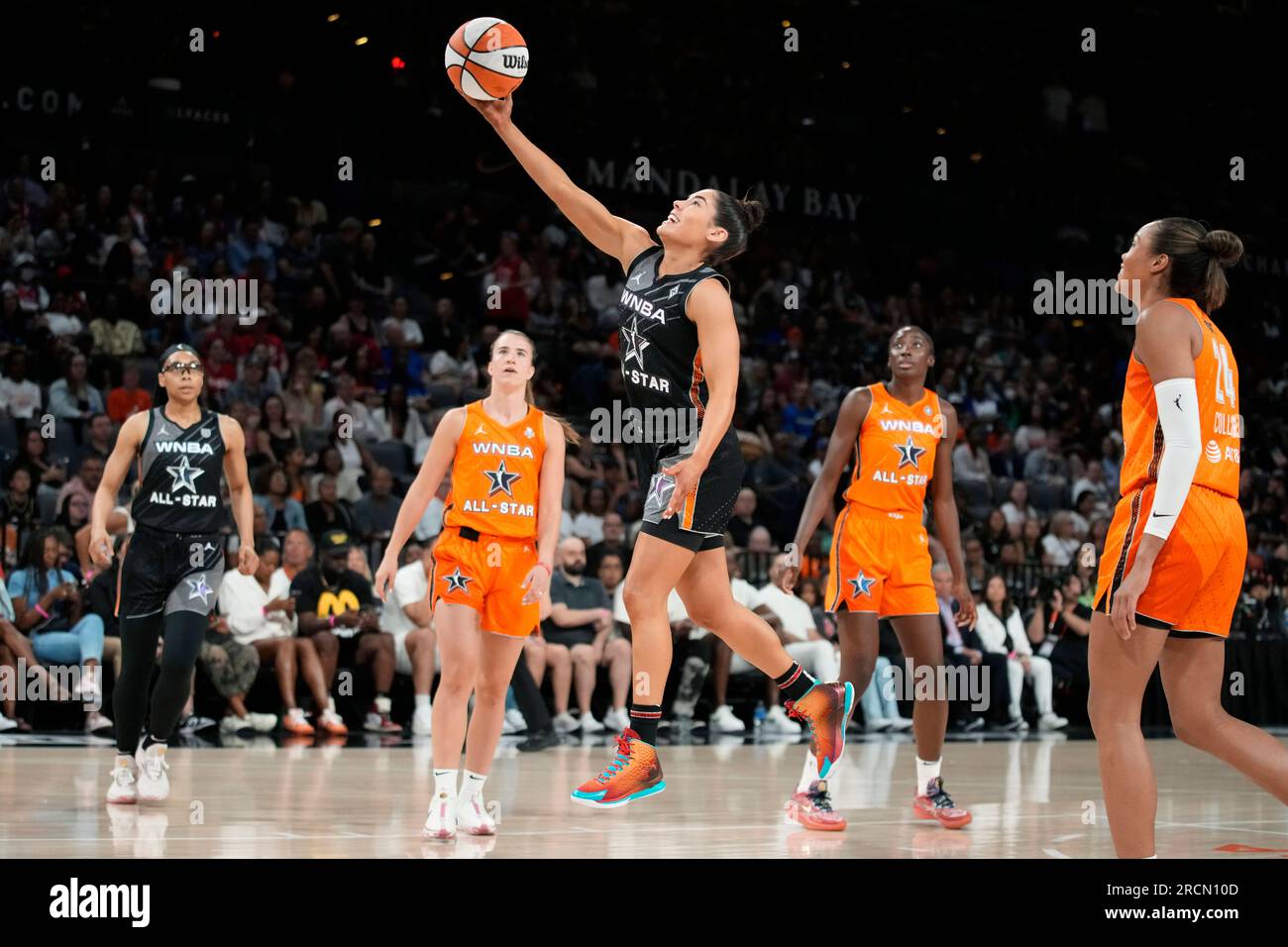 Las Vegas Aces' Kelsey Plum, of Team Wilson, shoots against Team ...