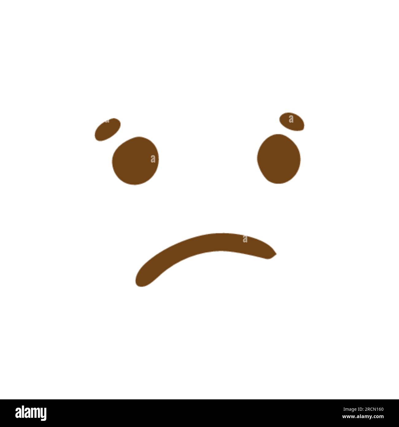 Sad face doodle icon. Emoticon in hand drawn style isolated on white ...