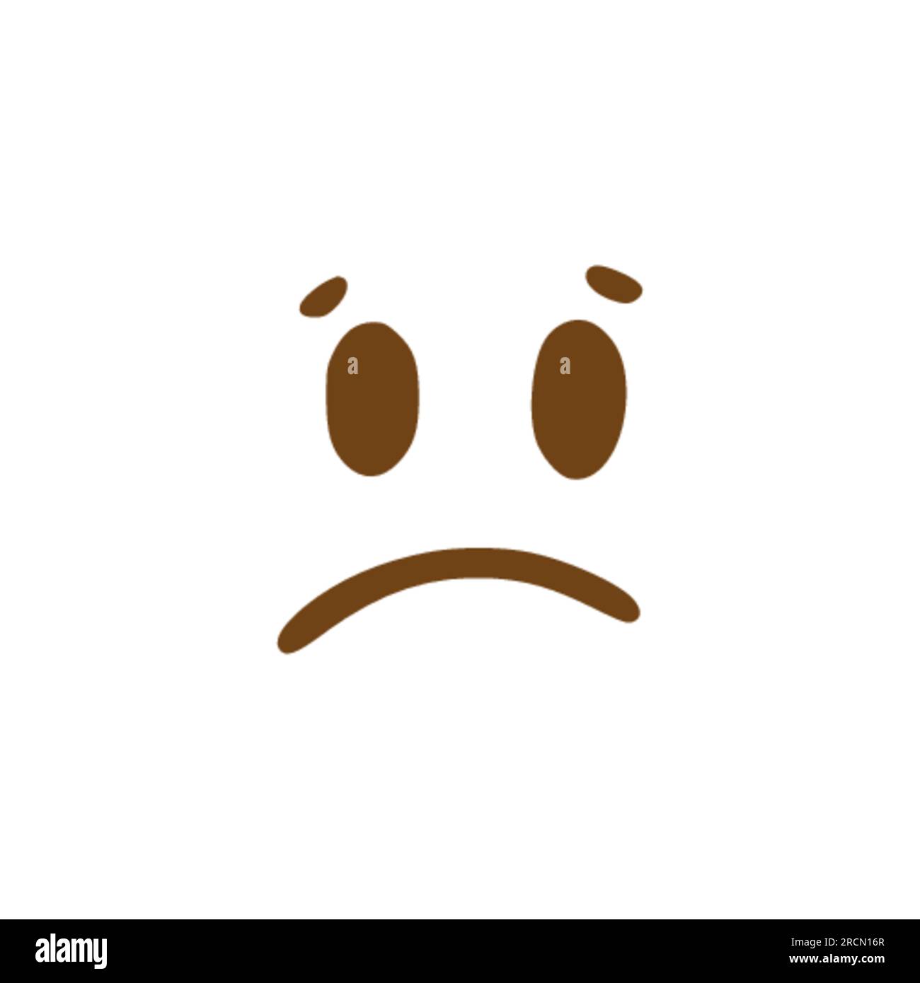 Sad face doodle icon. Emoticon in hand drawn style isolated on white ...