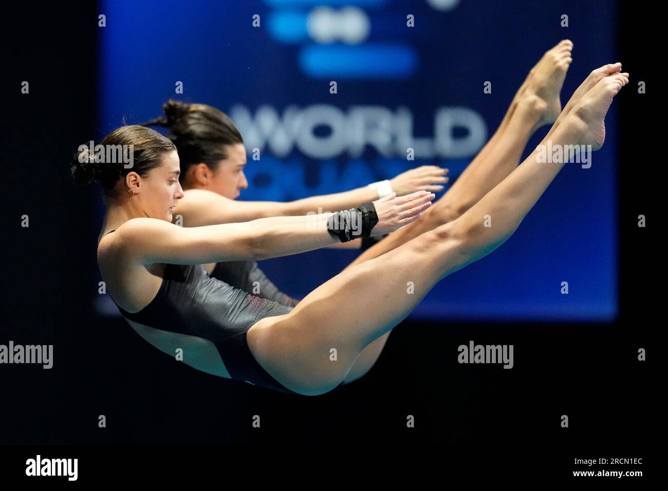Valeria Antolino and Ana Carvajal of Spain compete in the women's 10m ...
