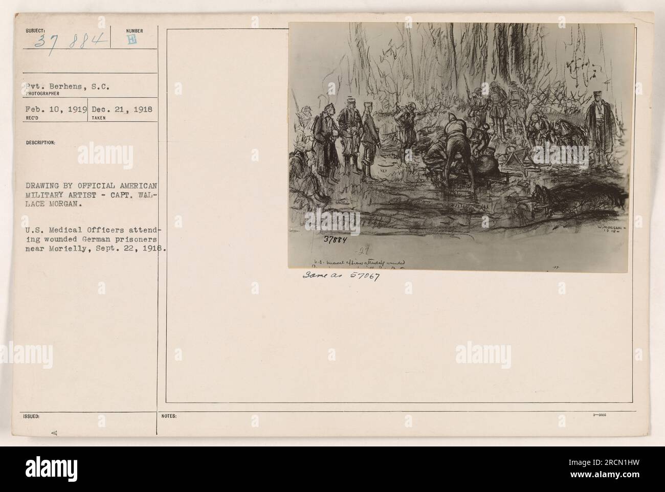 U.S. Medical Officers attending wounded German prisoners near Morielly ...