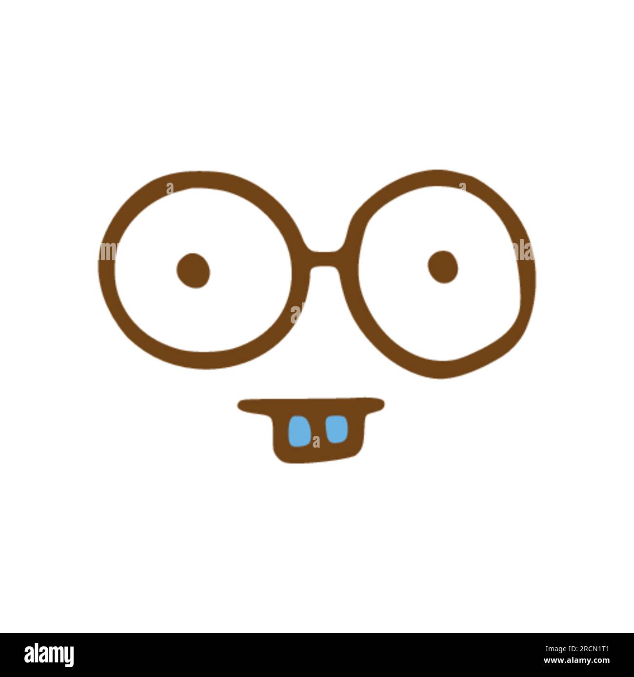 Fancy face doodle icon. Emoticon in hand drawn style isolated on white ...