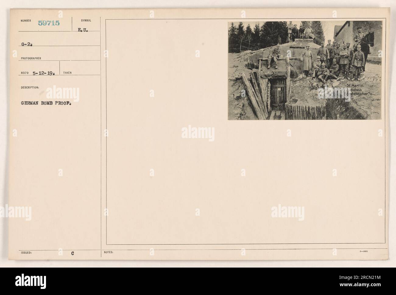 An image showing a German bomb proof structure identified as NUMBER G ...