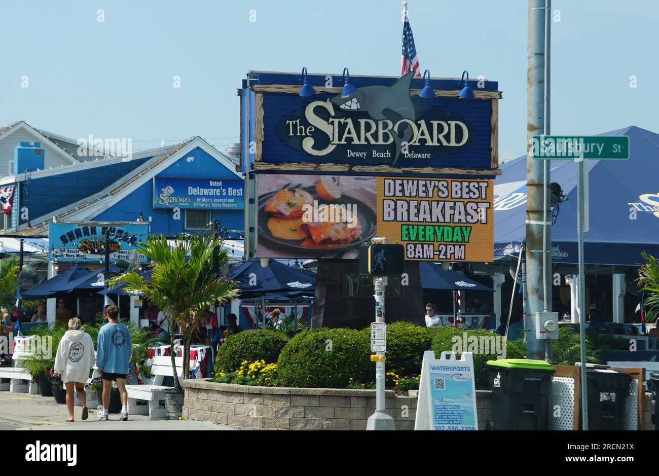 Dewey Beach, Delaware, U.S.A - July 8, 2023 - The famous Starboard Claw restaurant and bar sign ...