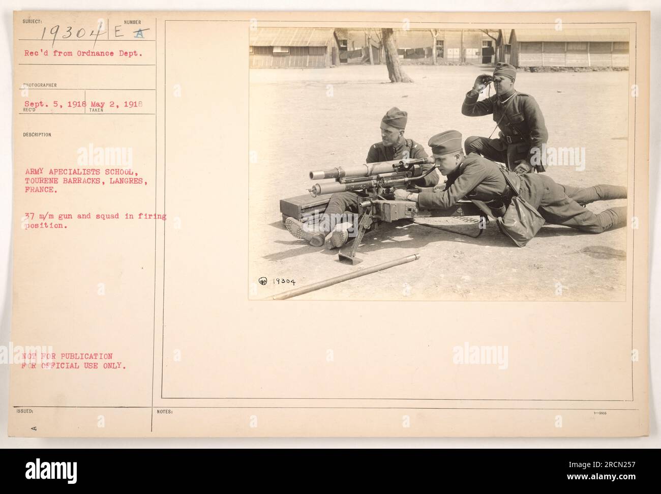 Image shows a 37 mm gun and squad at the Army Specialists School in ...
