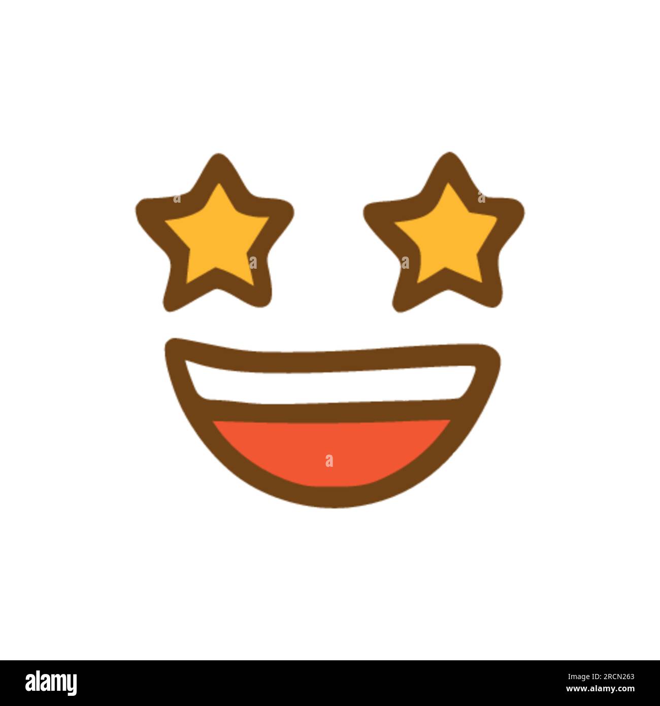 Star Struck face doodle icon. Emoticon in hand drawn style isolated on ...