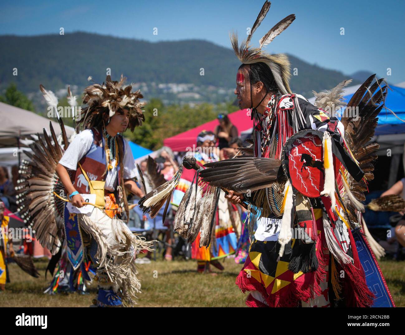 Vancouver, Canada. 15th July, 2023. Dancers dressed in indigenous ...