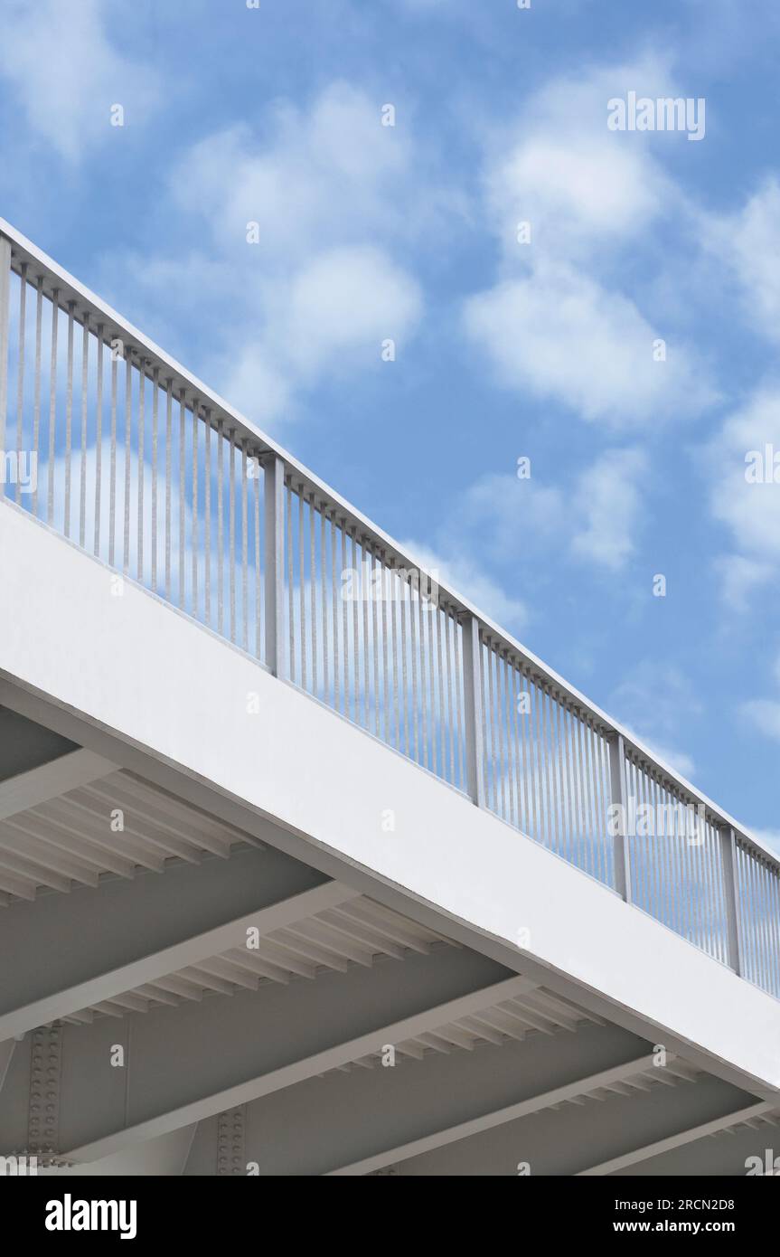 Steel bridge girder span, blue grey metal pillar guardrails modern ...