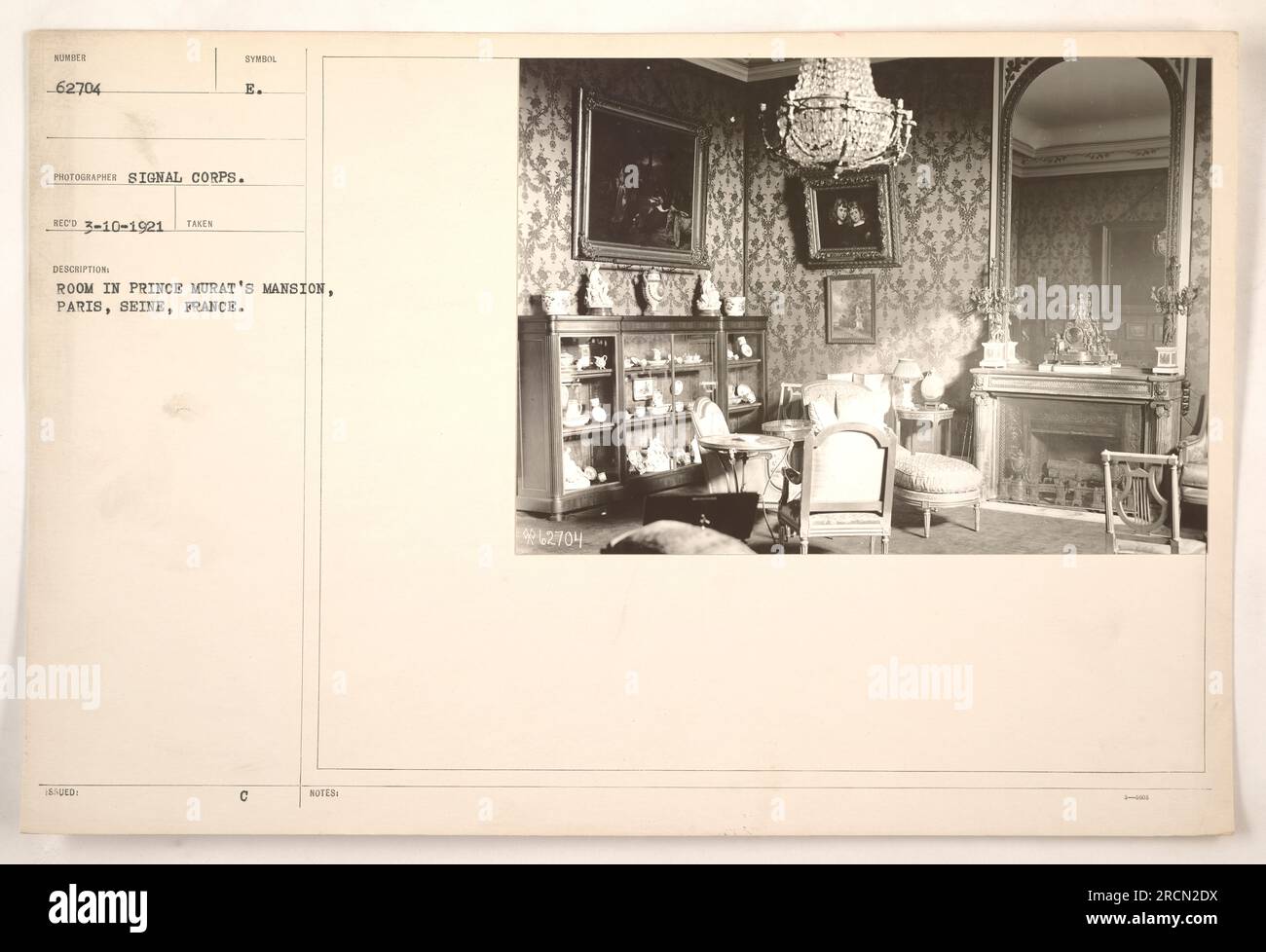 Interior view of a room in Prince Murat's Mansion in Paris, Seine ...