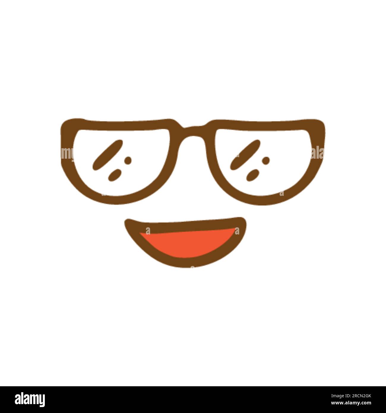 Cool face in glasses doodle icon. Emoticon in hand drawn style isolated ...