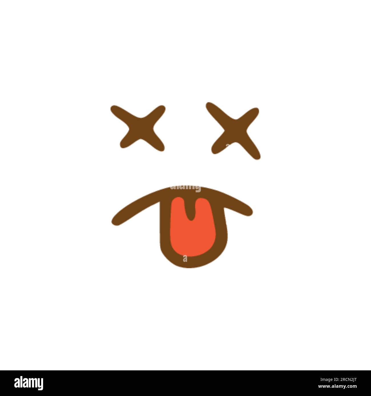 Sad killed face with tongue doodle icon. Emoticon in hand drawn style ...