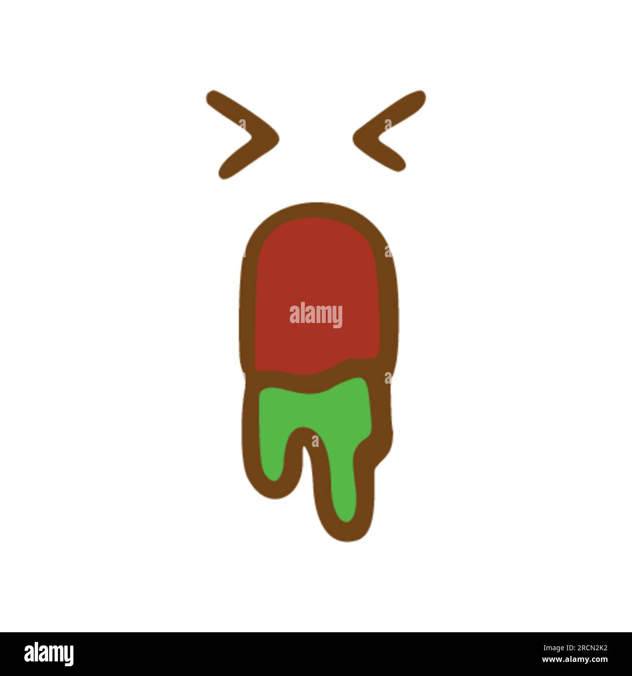 Face with vomit face doodle icon. Emoticon in hand drawn style isolated ...