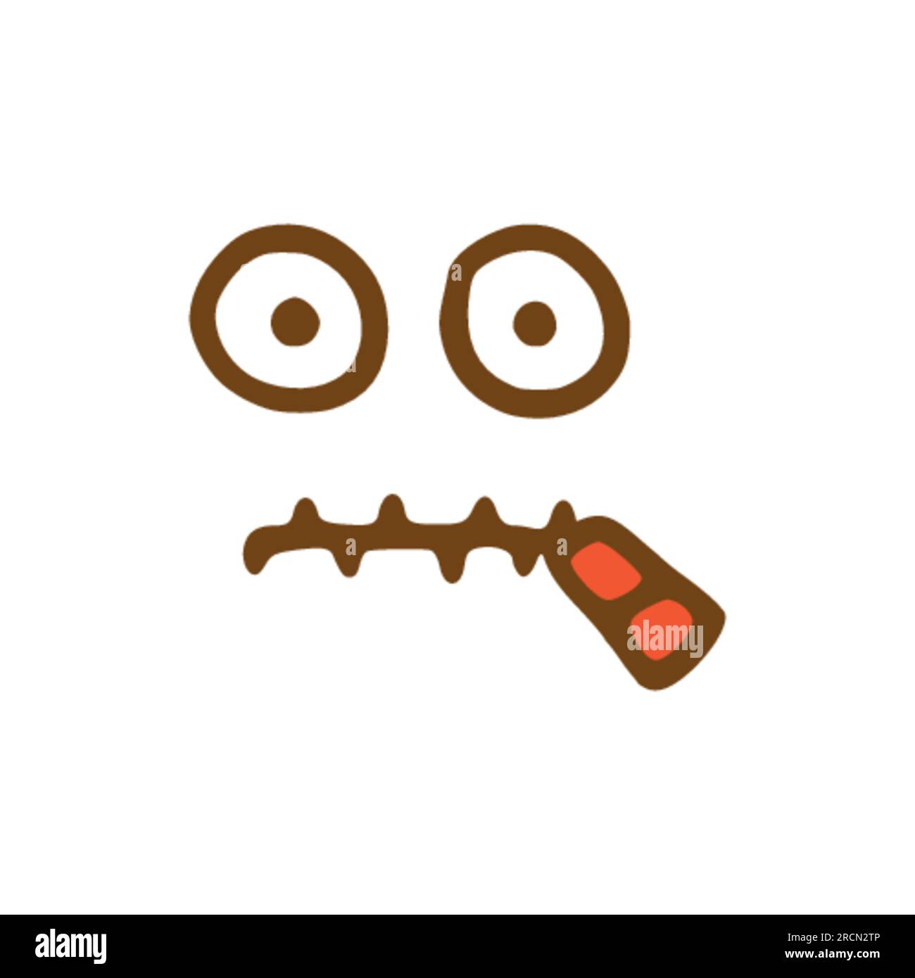 Face with closed mouth doodle icon. Emoticon in hand drawn style ...