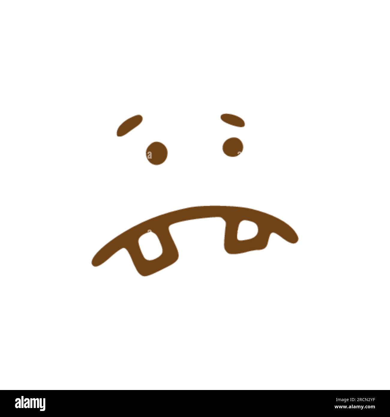 Fancy sad face doodle icon. Emoticon in hand drawn style isolated on ...