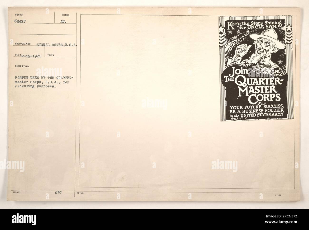 Recruiting poster used by the Quartermaster Corps, U.S.A., featuring ...