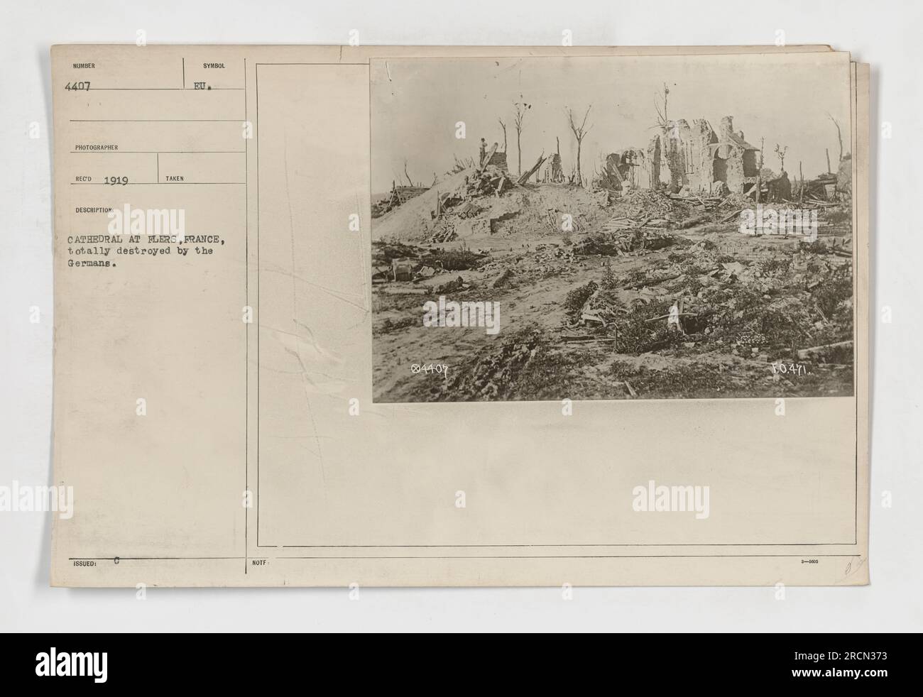 Photograph number 4407, taken in 1919, shows the completely destroyed ...