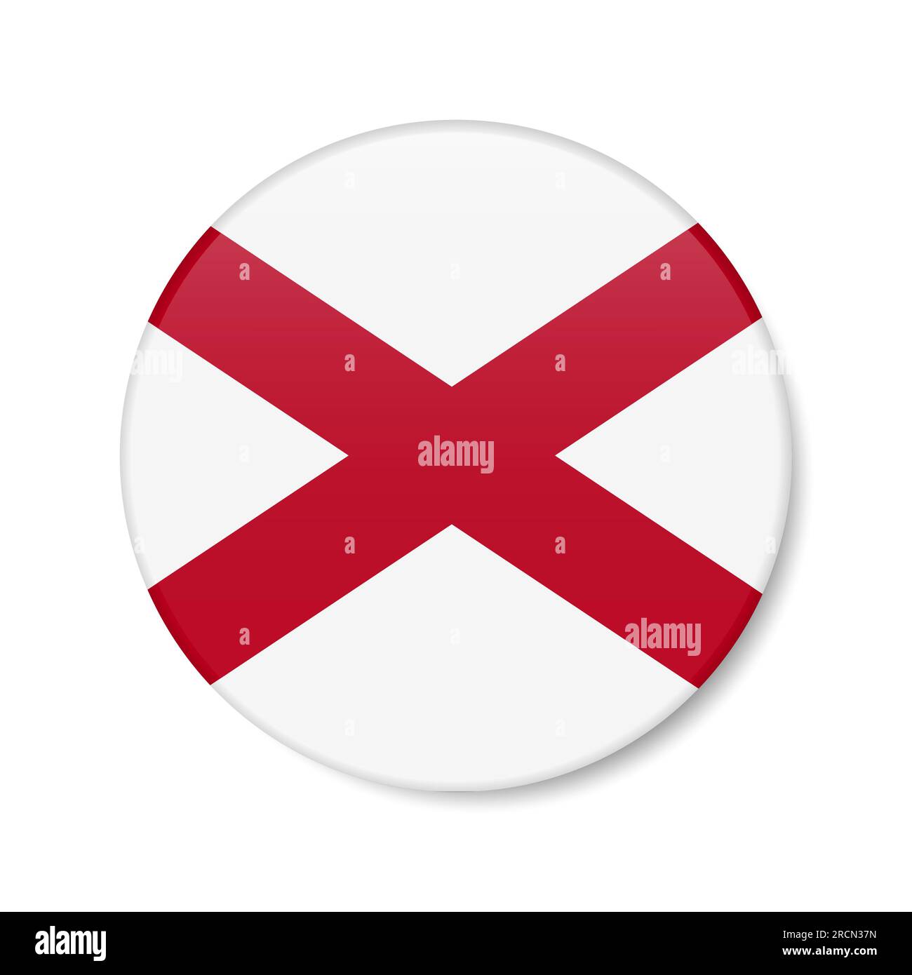 Alabama flag circle button icon, US state round badge with shadow. 3D ...