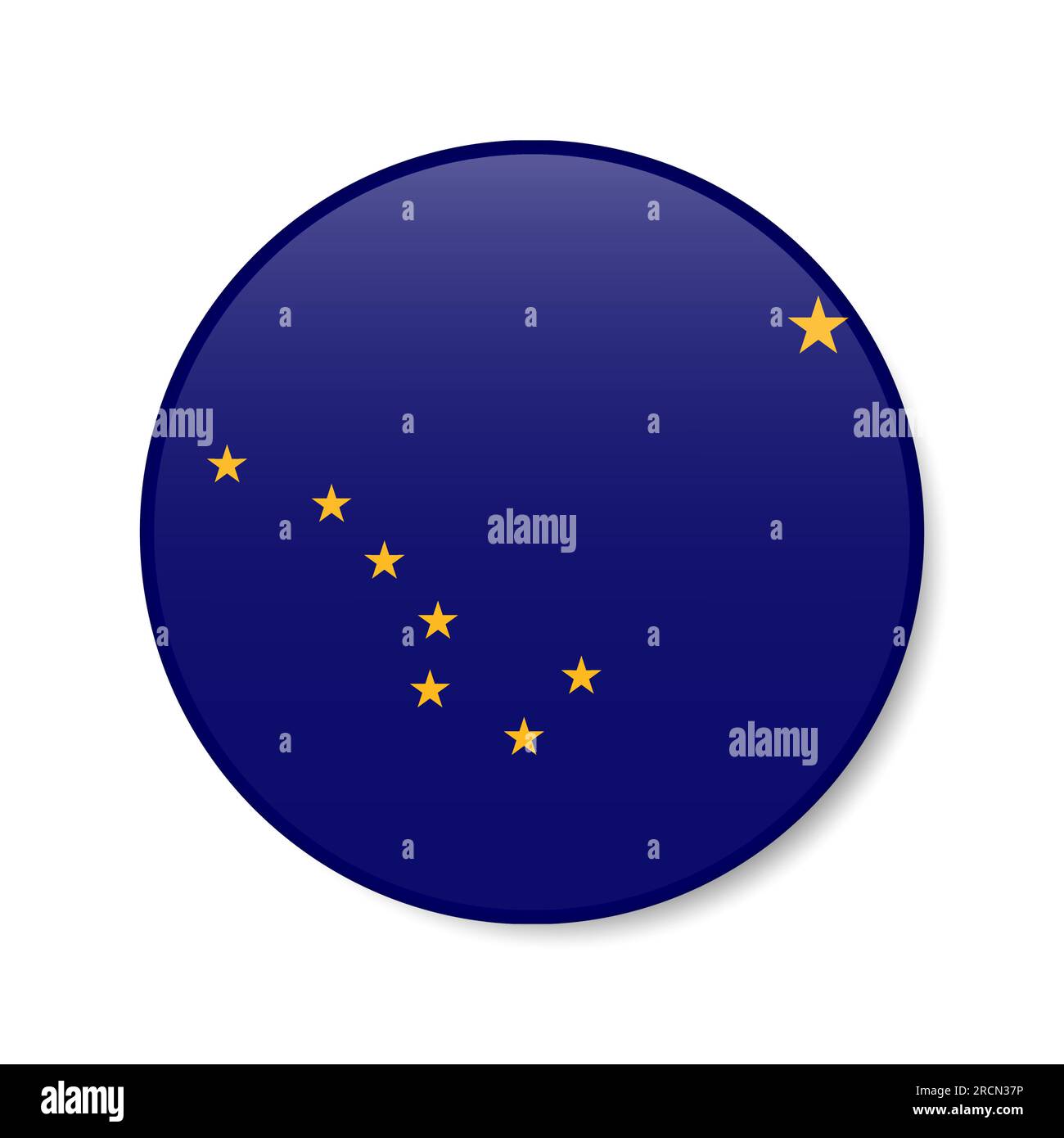 Alaska flag circle button icon, US state round badge with shadow. 3D ...
