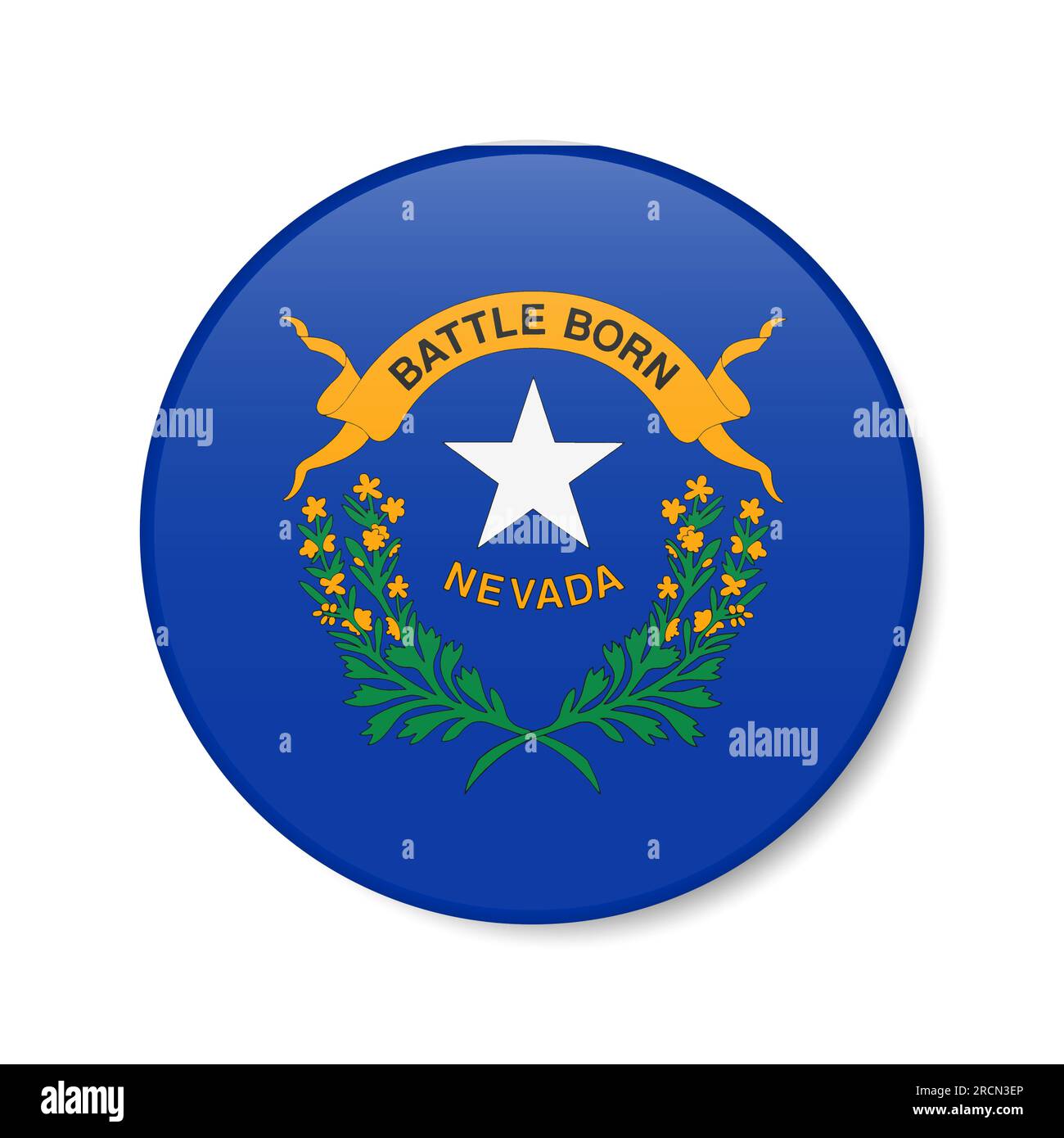 Nevada flag circle button icon, US state round badge with shadow. 3D ...