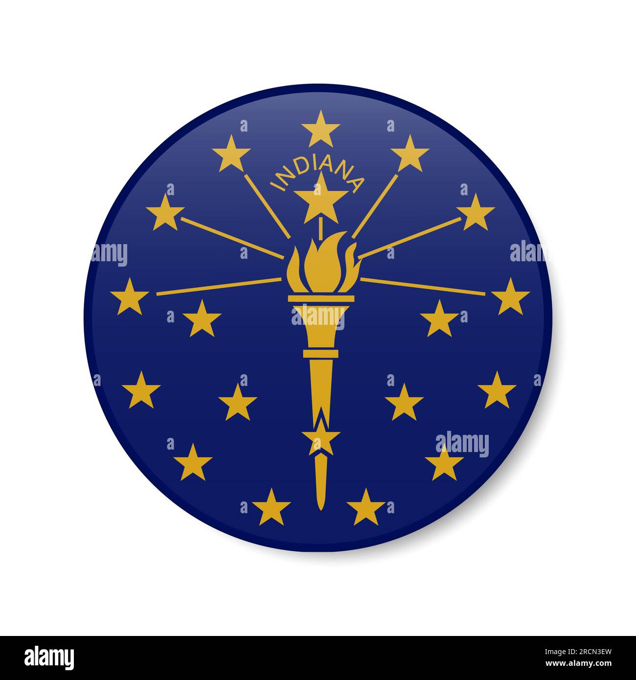 Indiana flag circle button icon, US state round badge with shadow. 3D ...