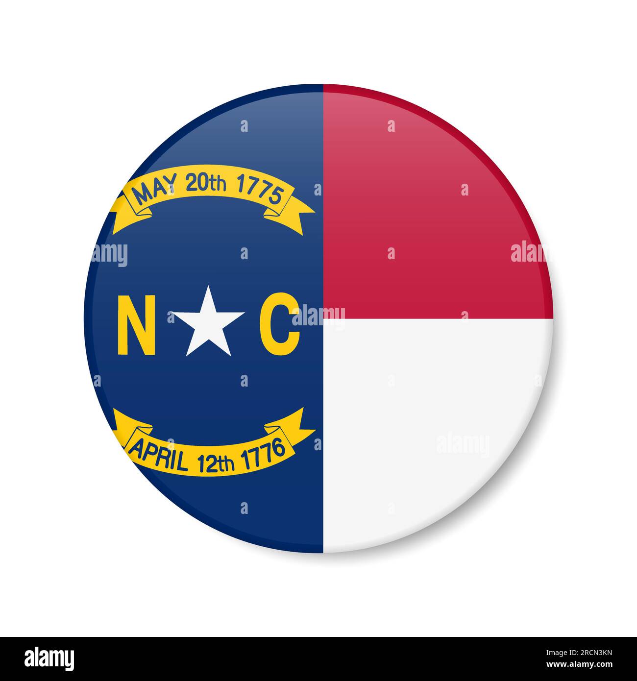 North Carolina flag circle button icon, US state round badge with ...