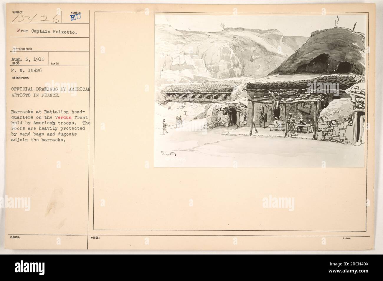 Barracks at Battalion headquarters on the Verdun front held by American ...