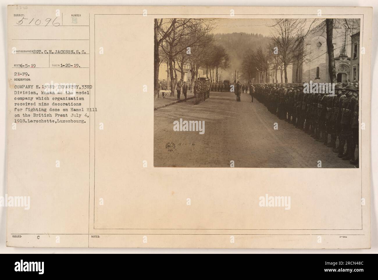 "Company E, 131st Infantry, 33rd Division, known as the model company ...