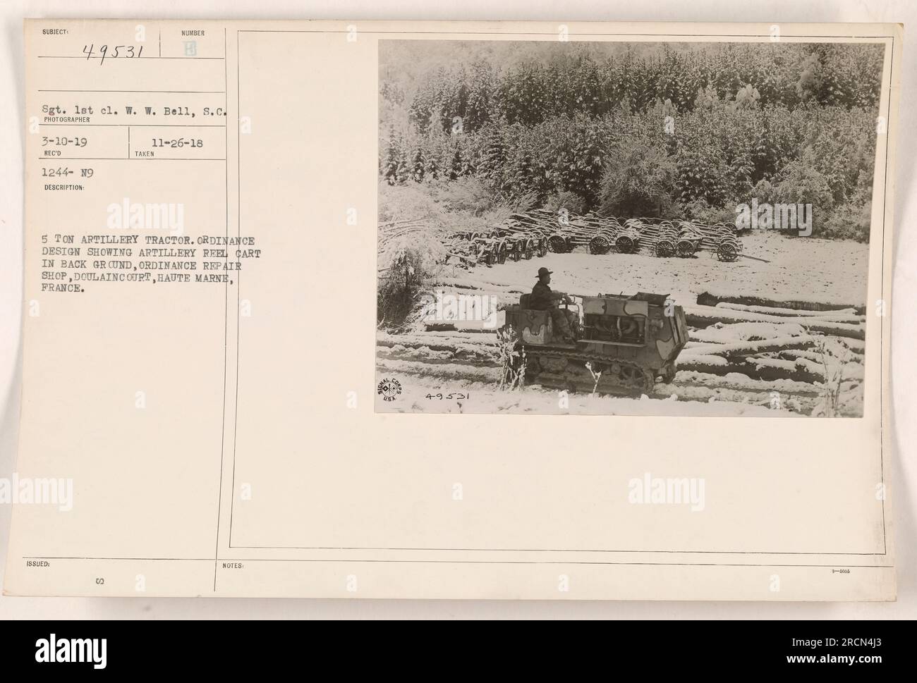 5 ton artillery tractor and artillery reel cart seen at the Ordnance ...