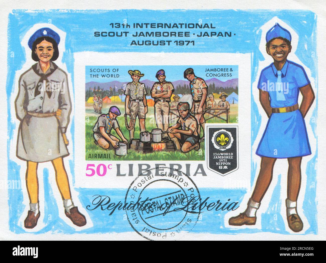 LIBERIA - CIRCA 1971: stamp printed by Liberia, shows scout, circa 1971 Stock Photo - Alamy