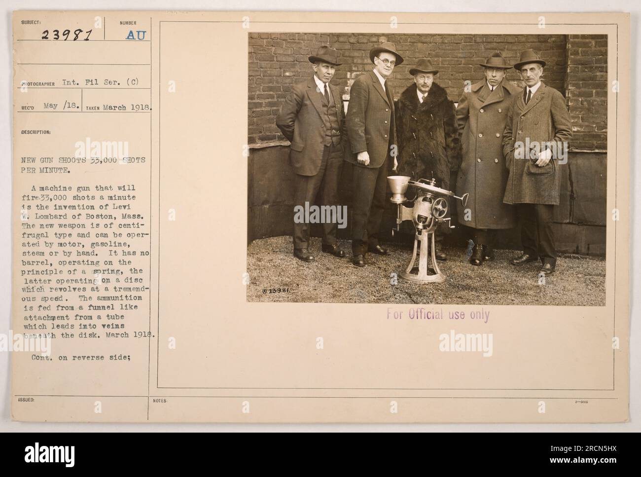 "New Gun with 33,000 Shots per Minute Invented by Levi W. Lombard ...