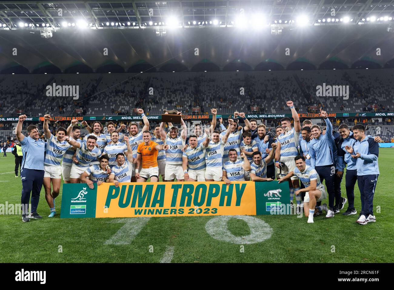 Sydney, Australia. 15th July, 2023. Argentinian players celebrate with ...