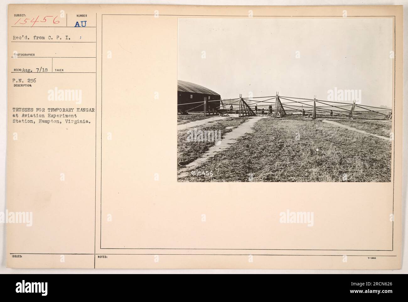 Trusses being assembled for a temporary hangar at the Aviation ...