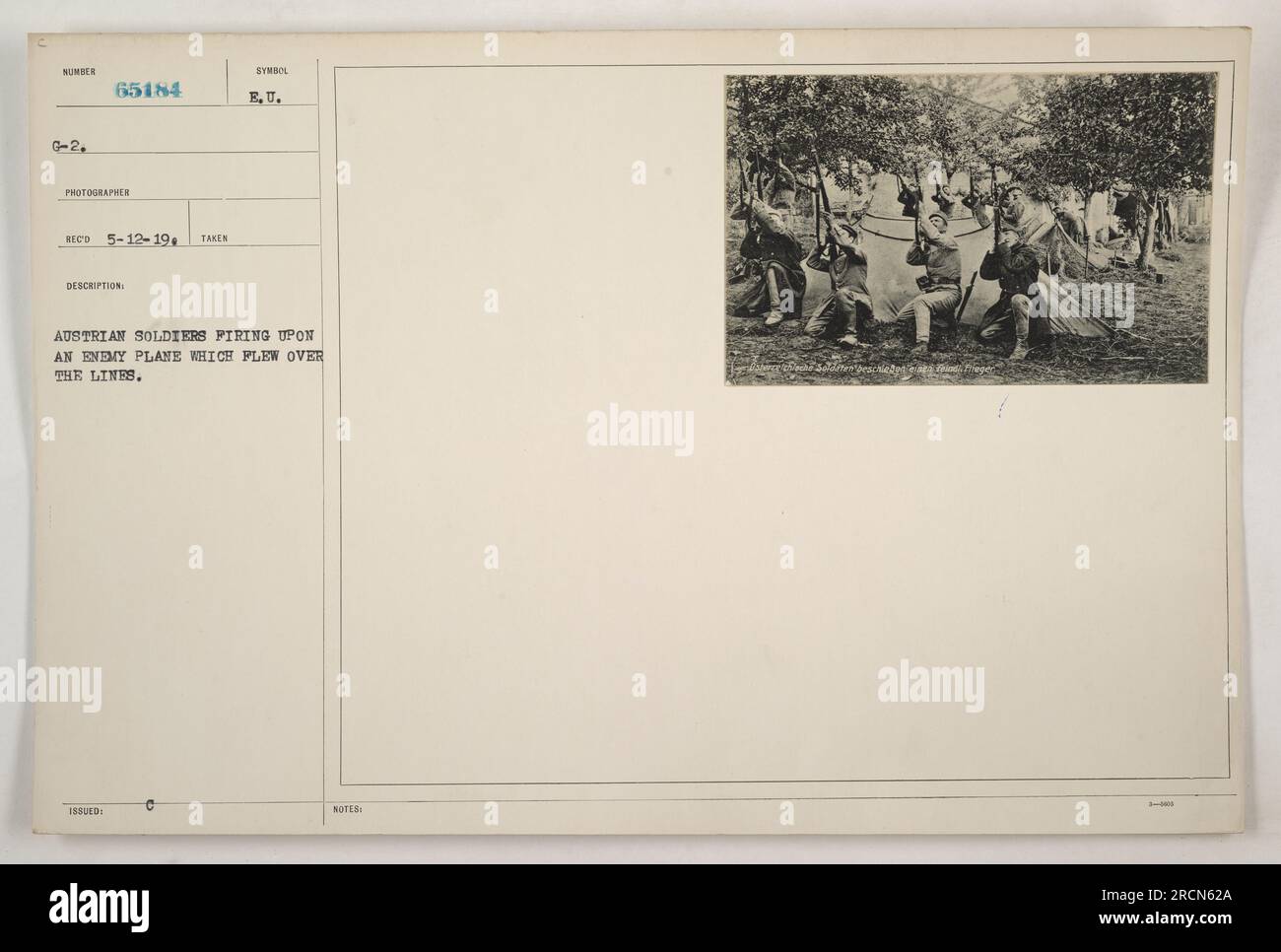 A group of Austrian soldiers are seen firing upon an enemy plane that ...