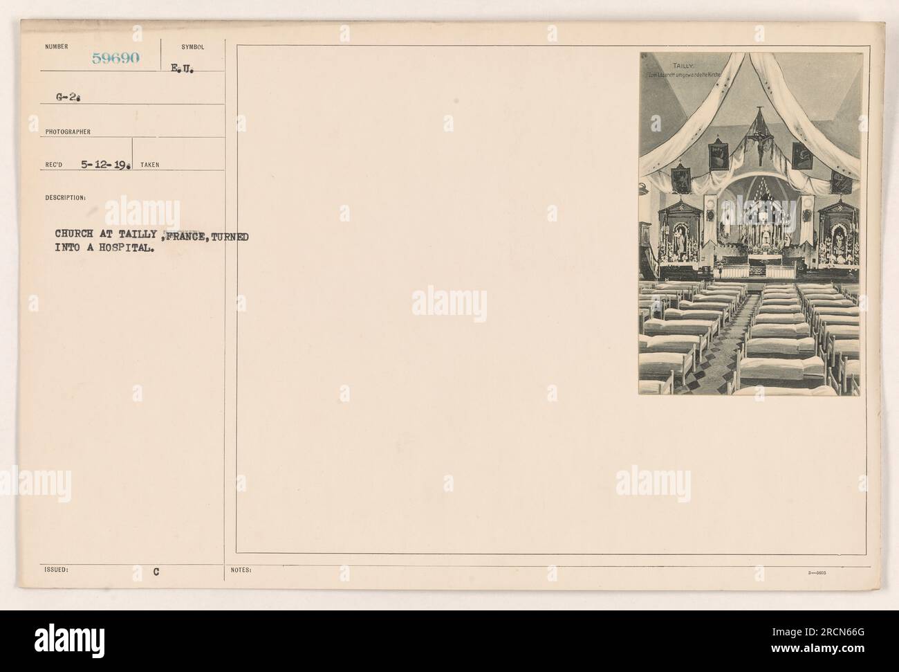 Church at Tailly, France, serving as a hospital during World War I ...