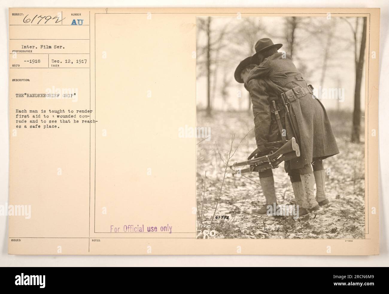 Soldiers learning the "Handkerchief Grip" technique during World War I ...