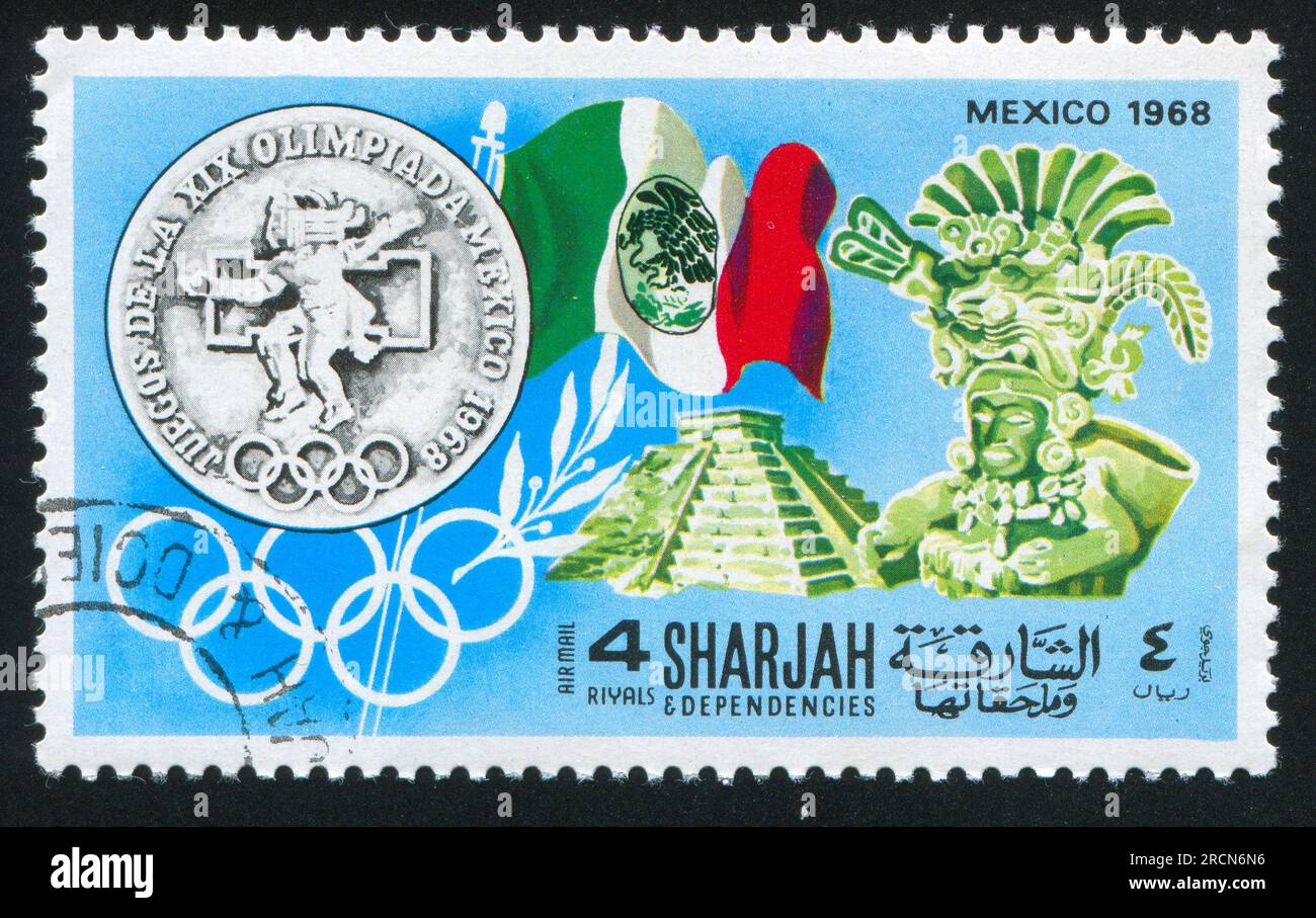 SHARJAH AND DEPENDENCIES - CIRCA 1968: stamp printed by Sharjah and ...