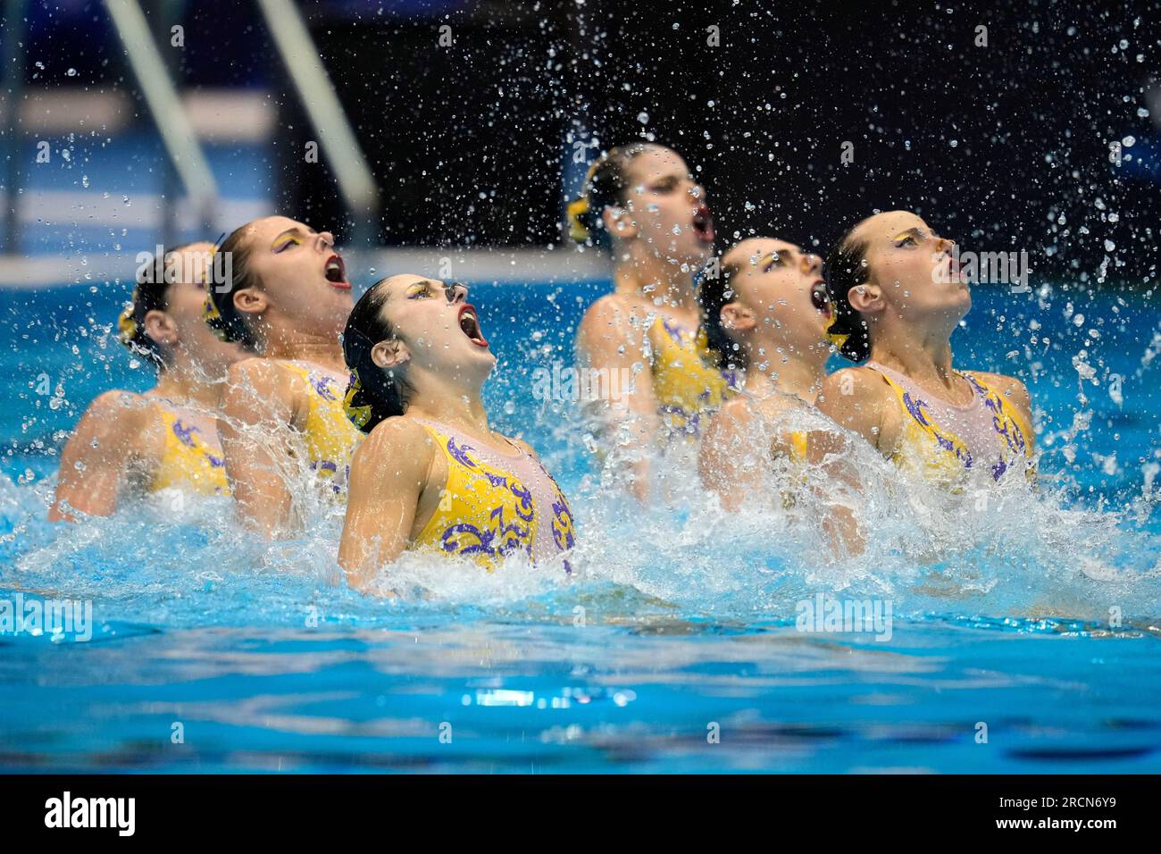 Spain team competes in the team technical of artistic swimming at the ...