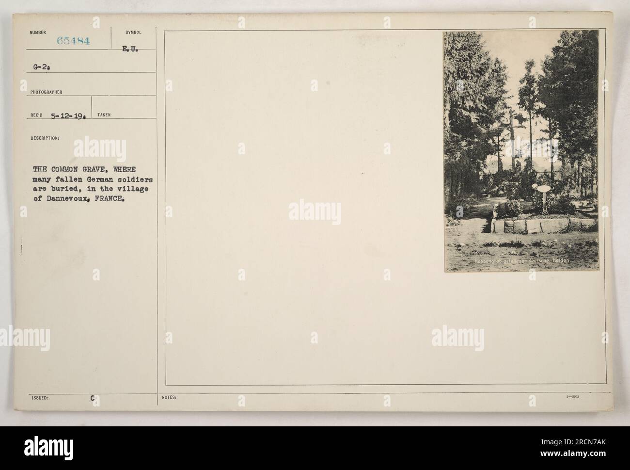 The image shows a common grave in the village of Dannevoux, France ...