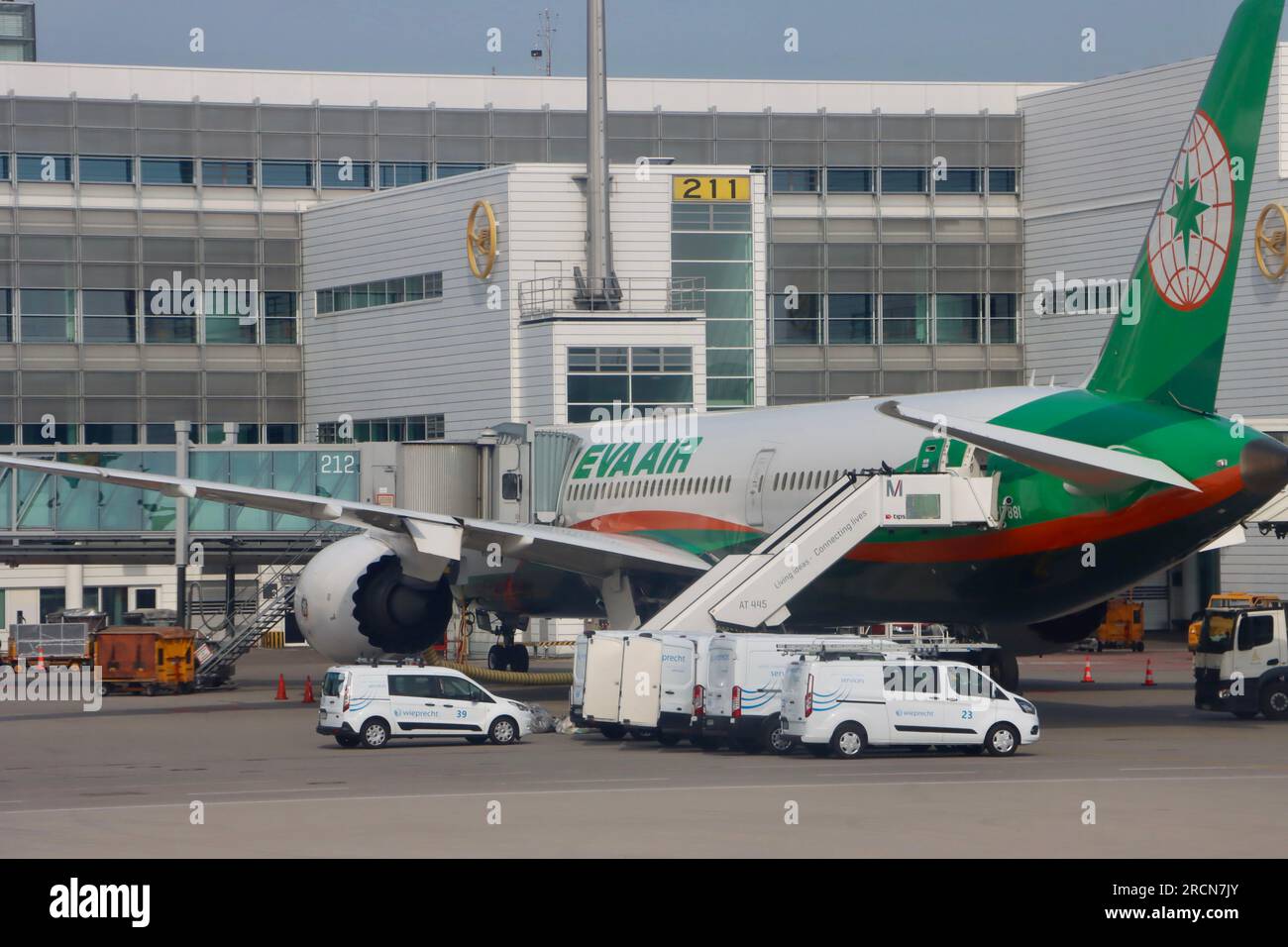 EVA Airways of Taiwan parked at Munich Franz Josef Strauss Airport in ...